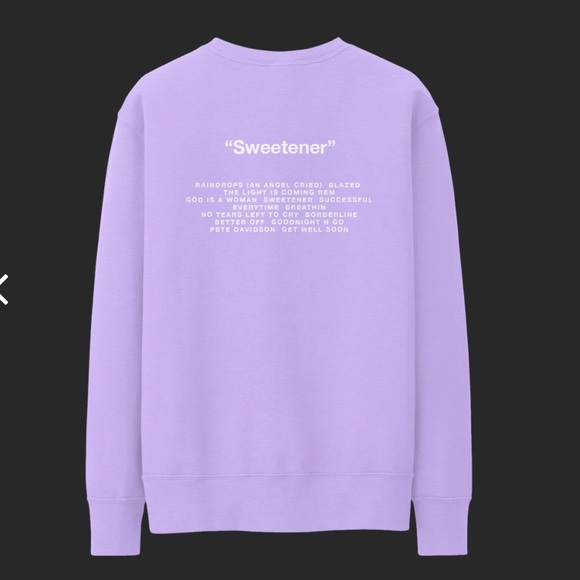 Ariana Grande | Tops | New Sweetener Tracklist Crewneck Purple | Poshmark